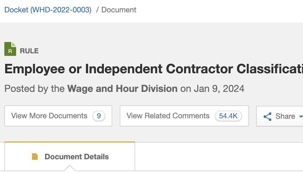 New DOL rule on contractor/employee status: The legal perspective ...
