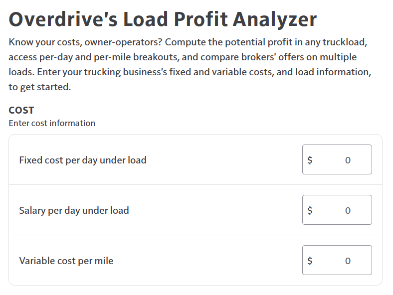 Kick the tires of Overdrive's new 'Load Profit Analyzer' | Overdrive